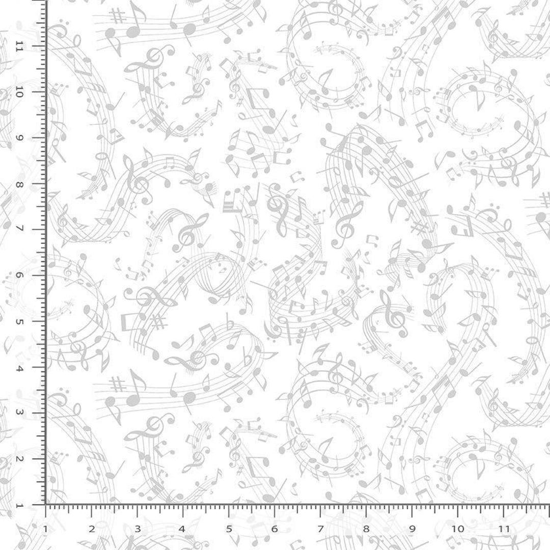 White on White Music Notes 100% Cotton Fabric - Timeless Treasures ...