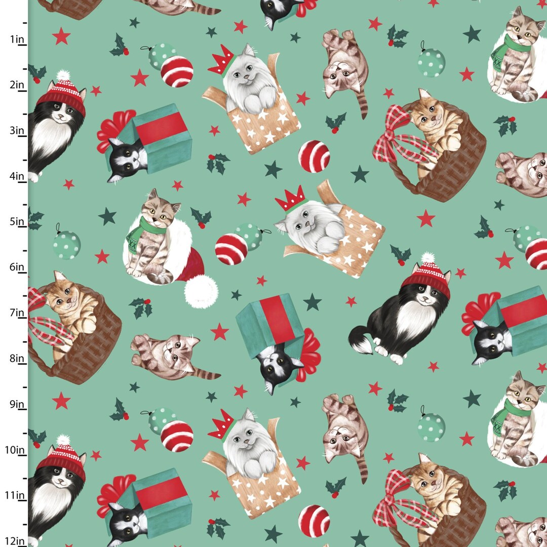 Santa Paws Christmas Fabric - Fat Quarters- 100% Cotton-by the 1/2 Yard ...
