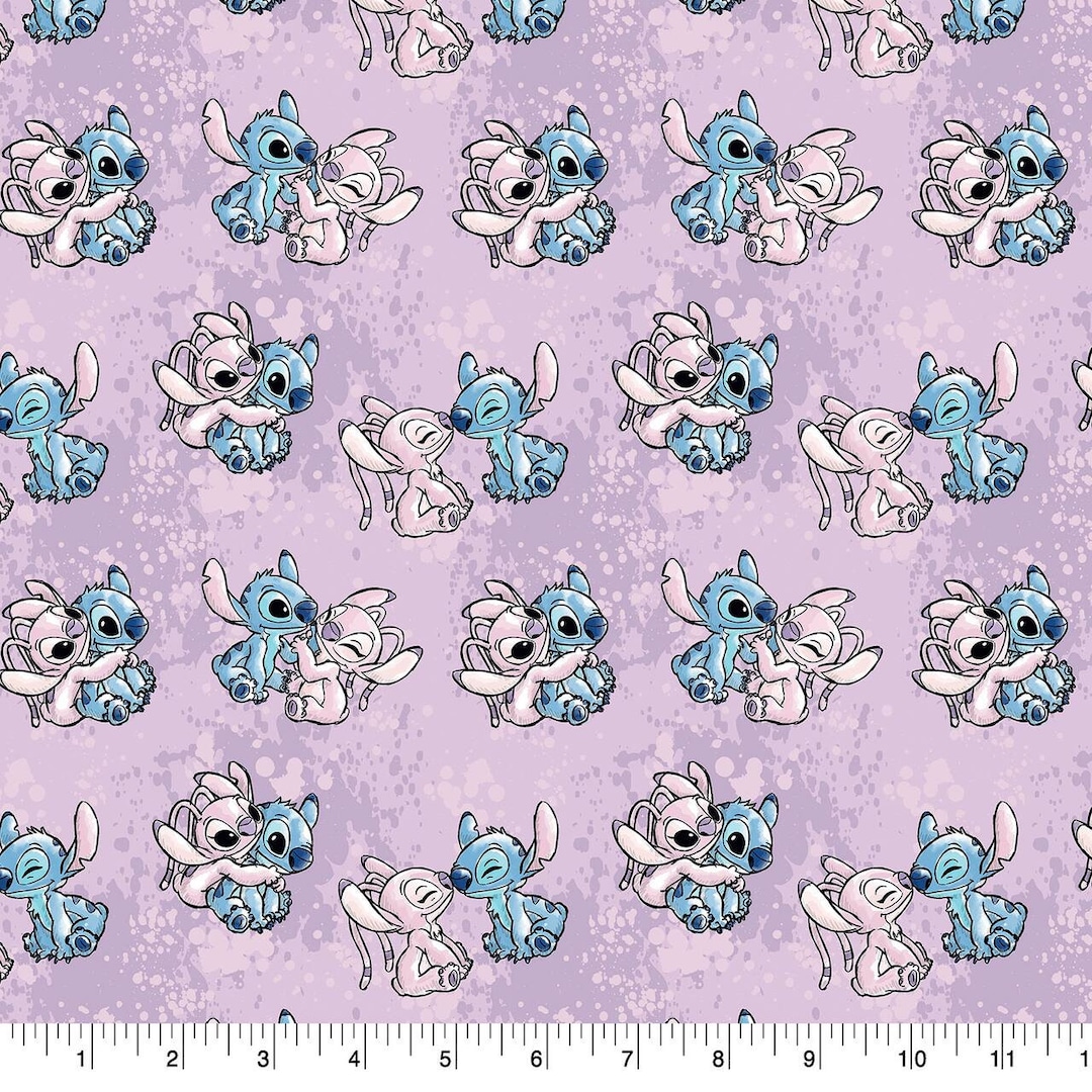 LILO and Stitch Angel Watercolor Cotton Fabric- 1/4 Yard, 1/2 Yard- Fat ...