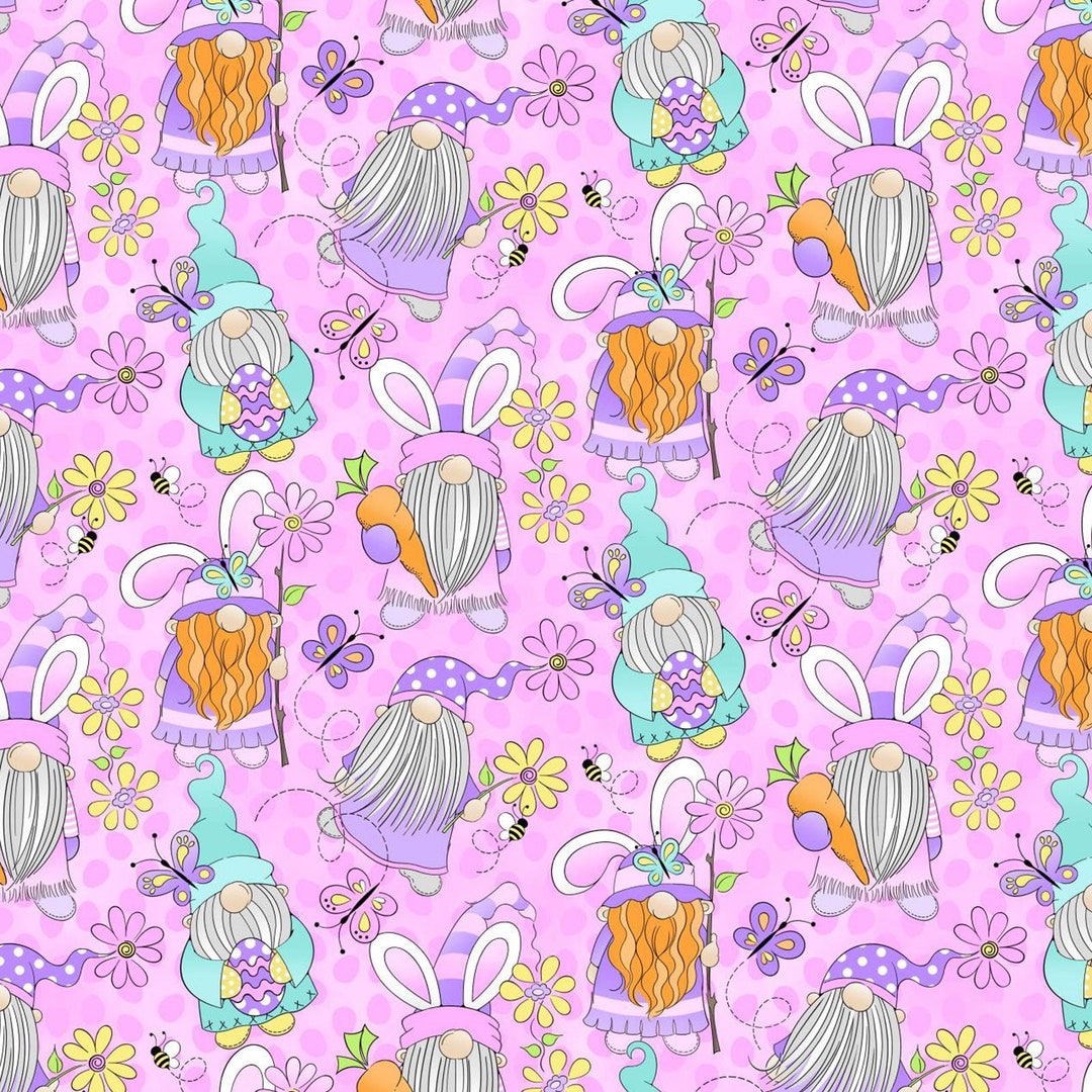 Easter Gnomes Easter Cotton Fabric Fat Quarters 100% Cotton by the Yard ...