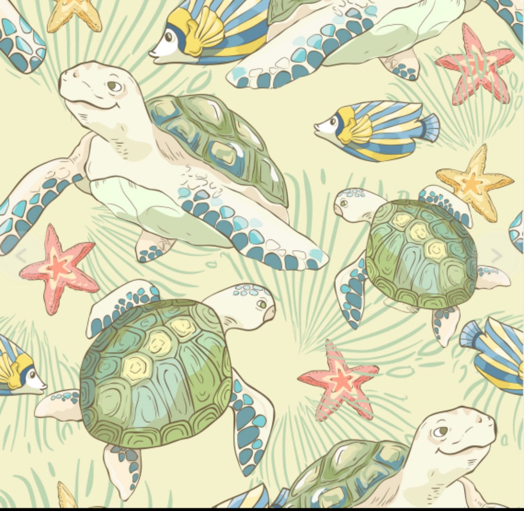 Sea Turtles Cotton Fabric, Continuous Cuts- 100% Cotton - Etsy