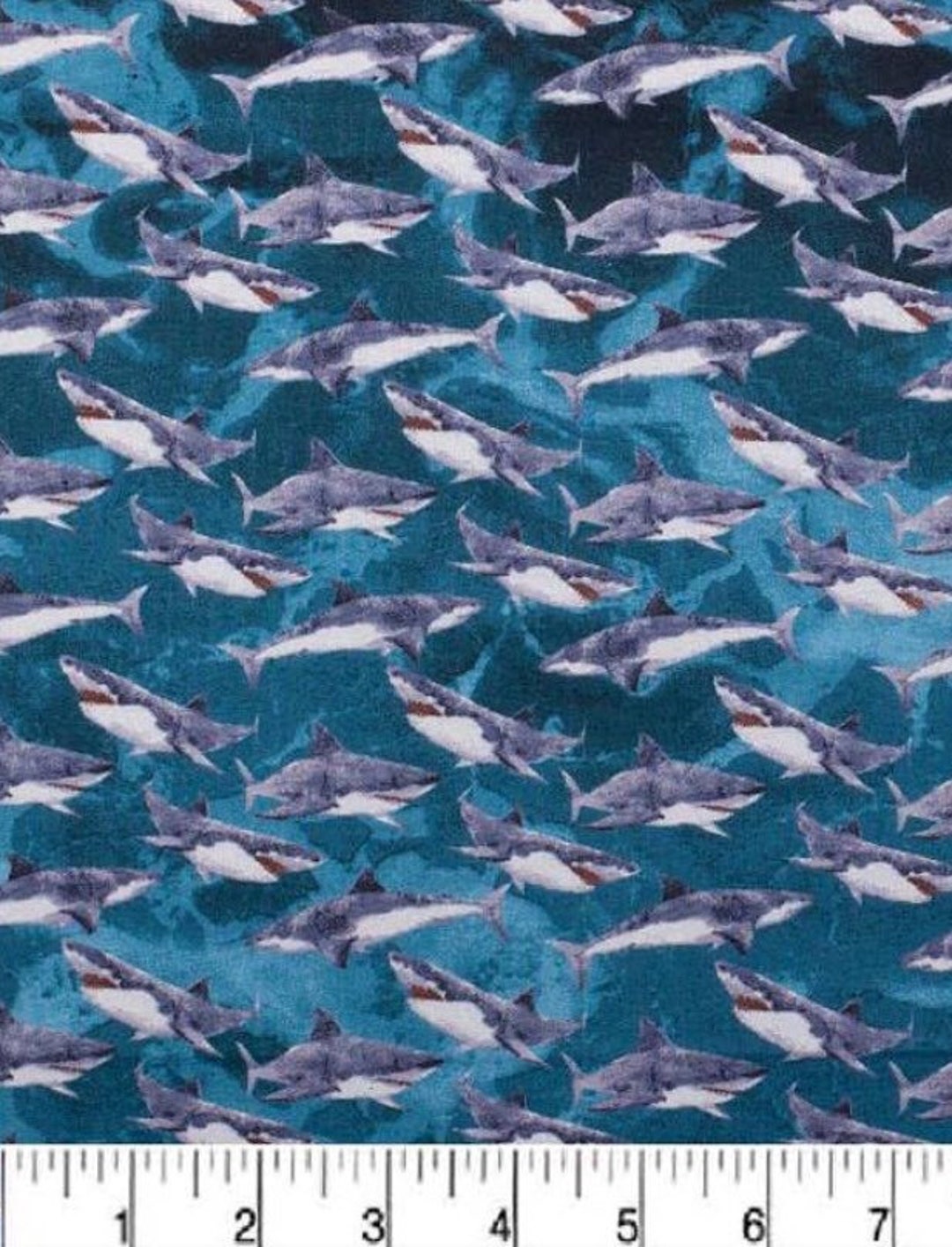 Shark Fabric- Under Water -jaws -fat Quarter - 100% Cotton - Hammer ...