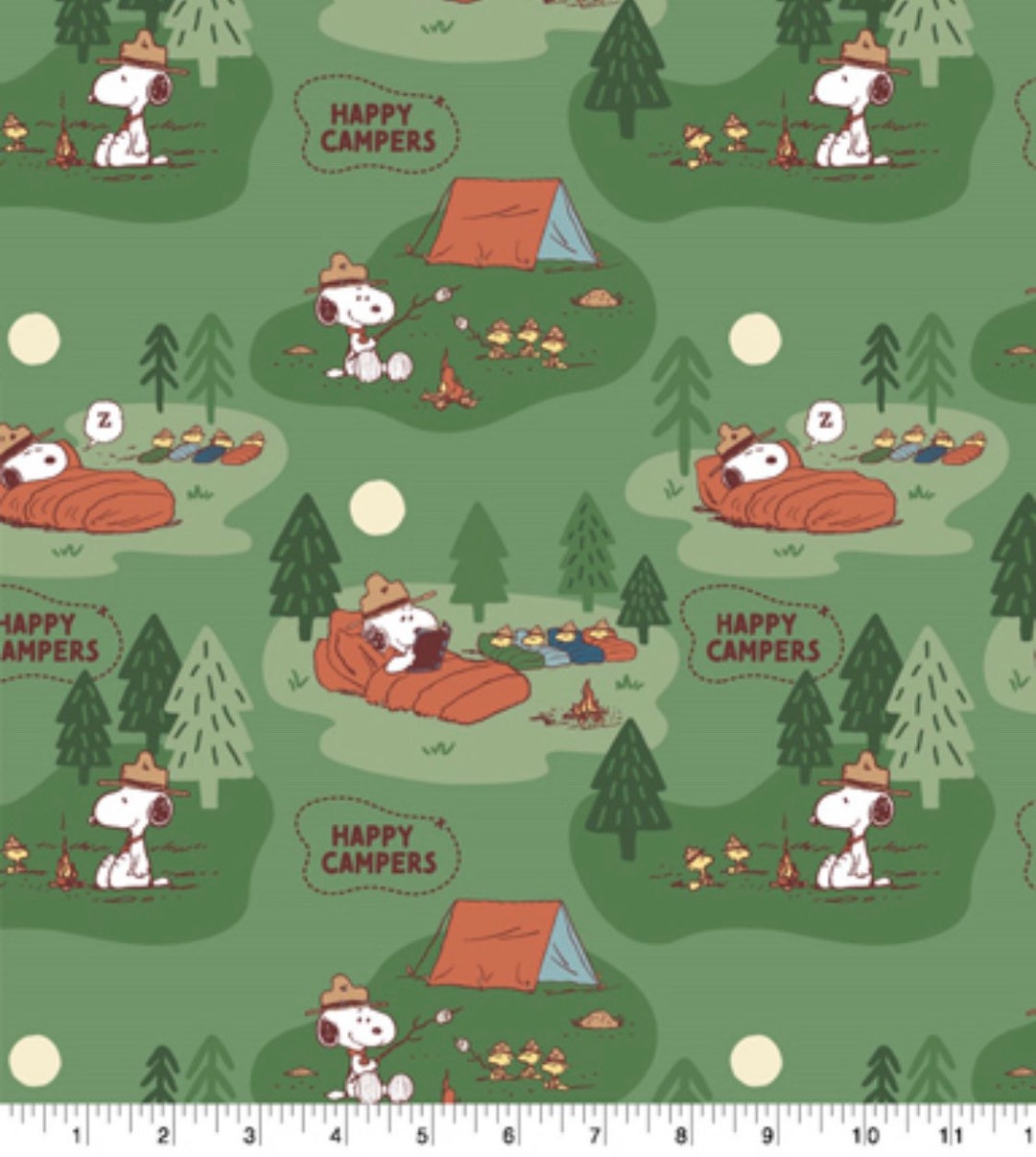 Peanuts Snoopy Happy Camper Character Cotton Fabric by the - Etsy