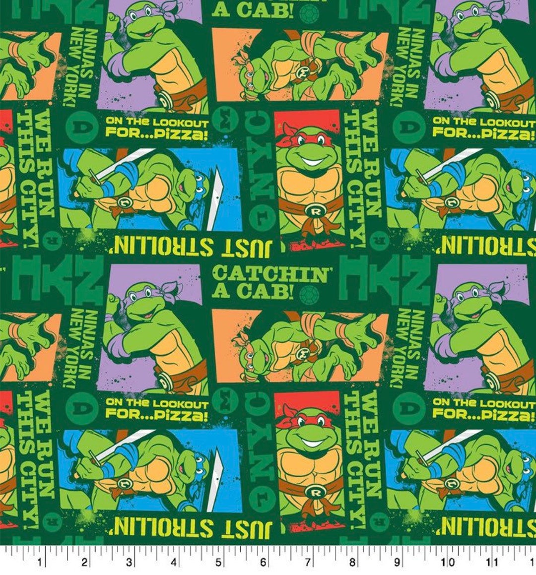 TMNT Run This City Cotton Fabric- 100% Cotton - Continuous Cuts ...