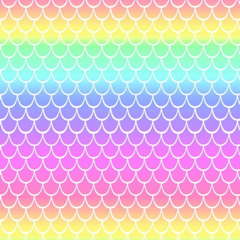 Pastel Rainbow Mermaid Scales- 100% Cotton - Continuous Cuts - Fabric ...