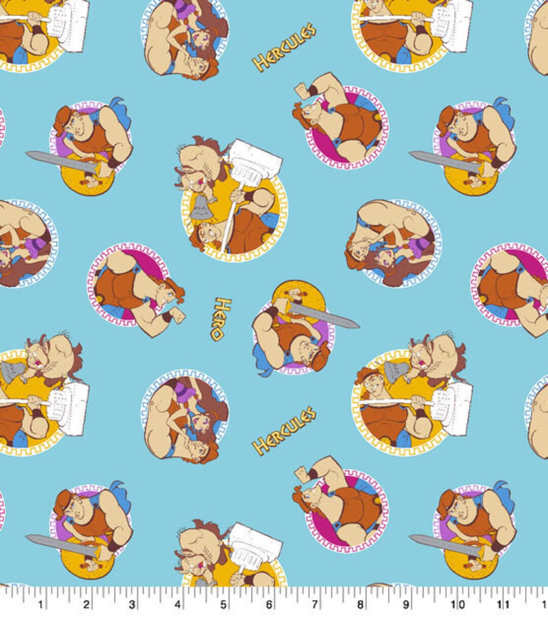 Hercules Badge Cotton Fabric Fat Quarters or by the 1/2 Yard Continuous ...