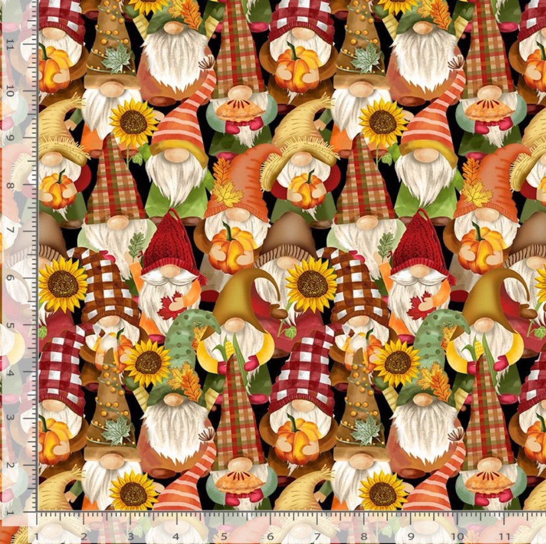 Harvest Gnomes Fall Gnomes Cream Cotton Fabric-fat Quarters - by the 1/ ...