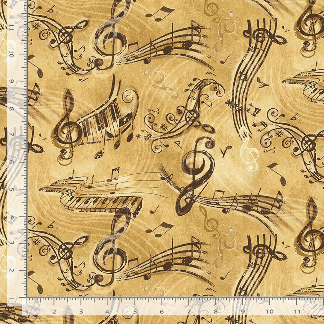 Vintage Music Notes 100% Cotton Fabric - Timeless Treasures ...