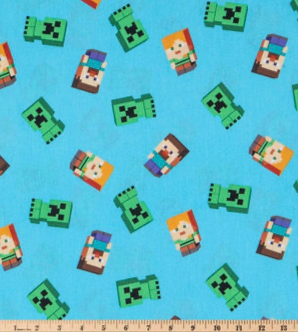 Minecraft fabric 1/4 yard 1/2 yard Remnant Fat Quarter | Etsy
