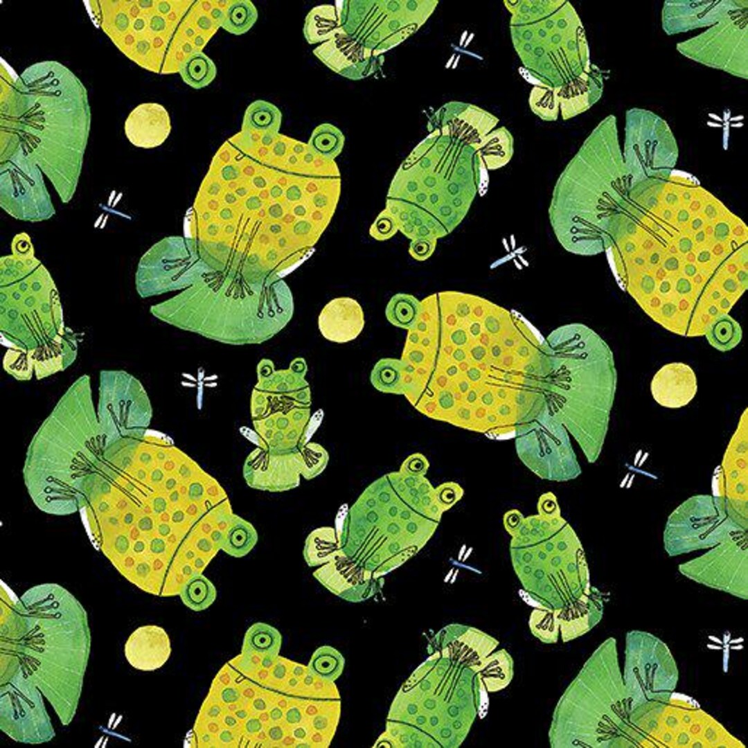 Frogtastic Cotton Fabric- Continuous Cuts- 100% Cotton- Frogs -tossed ...