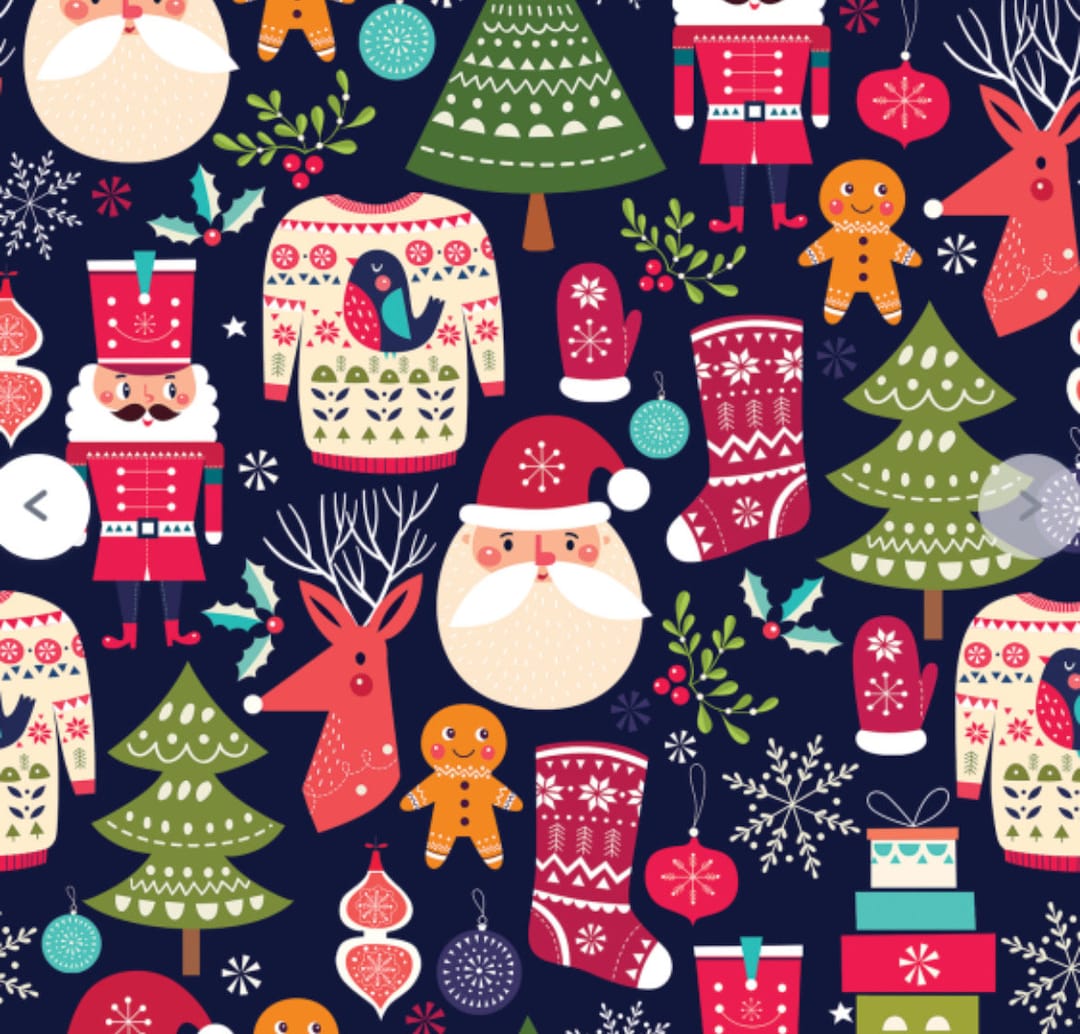 Christmas Cotton Fabric - Fat Quarters, by the Yard- 100% Cotton-by the ...