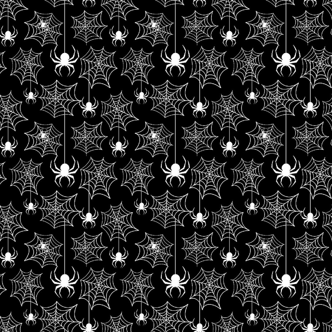 GLOW in the Dark - Webs & Spiders Fabric- Fat Quarters - 1/4 Yd, 1/2 Yd ...