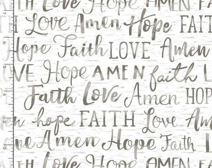 White Faith Hope Love Amen Words Fabric- Fat Quarters - 100% Cotton ...