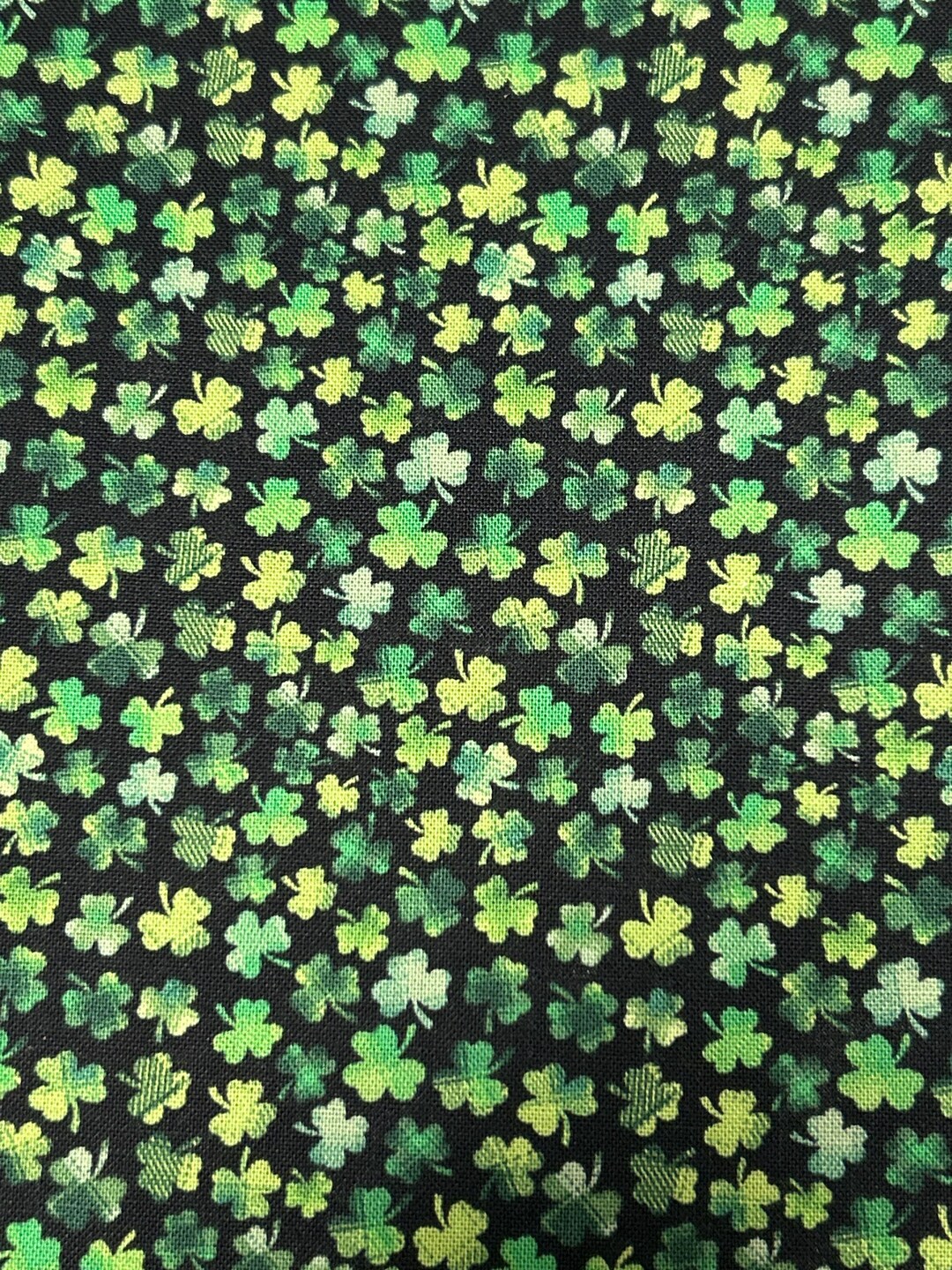 St. Patrick’s Day Mini Shamrocks on Black Cotton Fabric - 100% Cotton ...