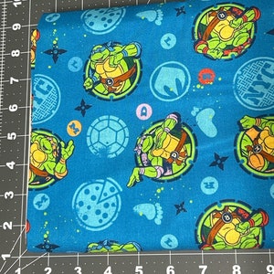 TMNT Badges Cotton Fabric - 100% Cotton - Continuous Cuts- Teenage ...