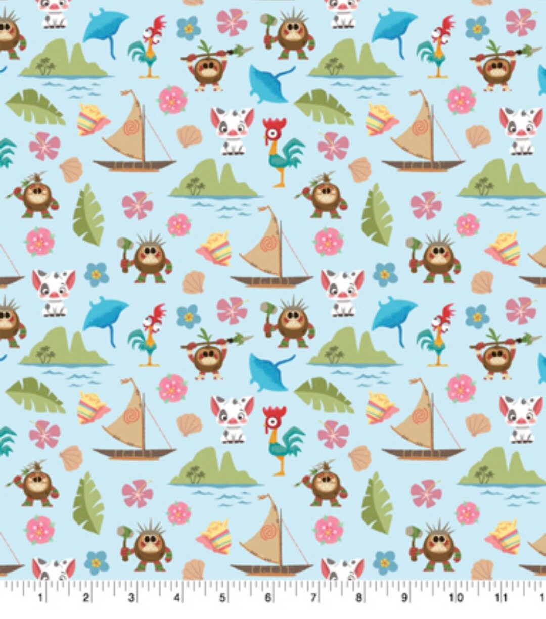 Disney Moana and Friends Cotton Fabric - Fat Quarter - 100% Cotton - by ...