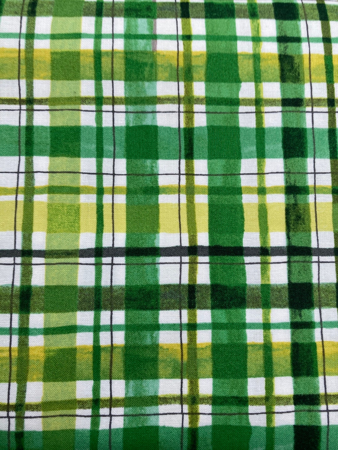 St Patrick's Day Plaid Cotton Fabric- Green Cotton Fabric- 1/4 Yard, 1/ ...