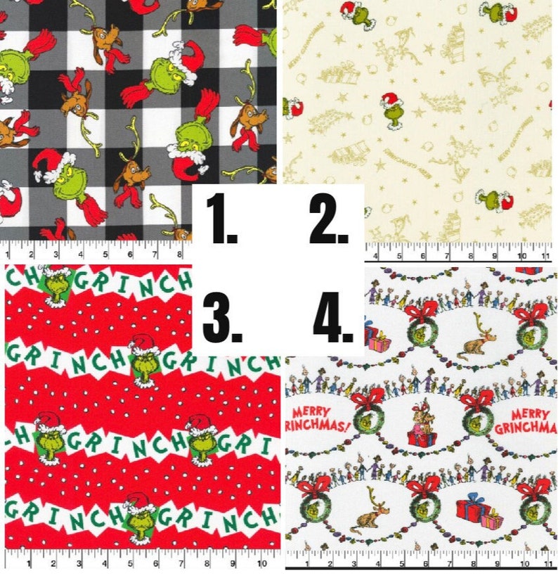 The Grinch Christmas Character Fabric- 1/4 Yard, 1/2 Yard, Fat Quarter ...