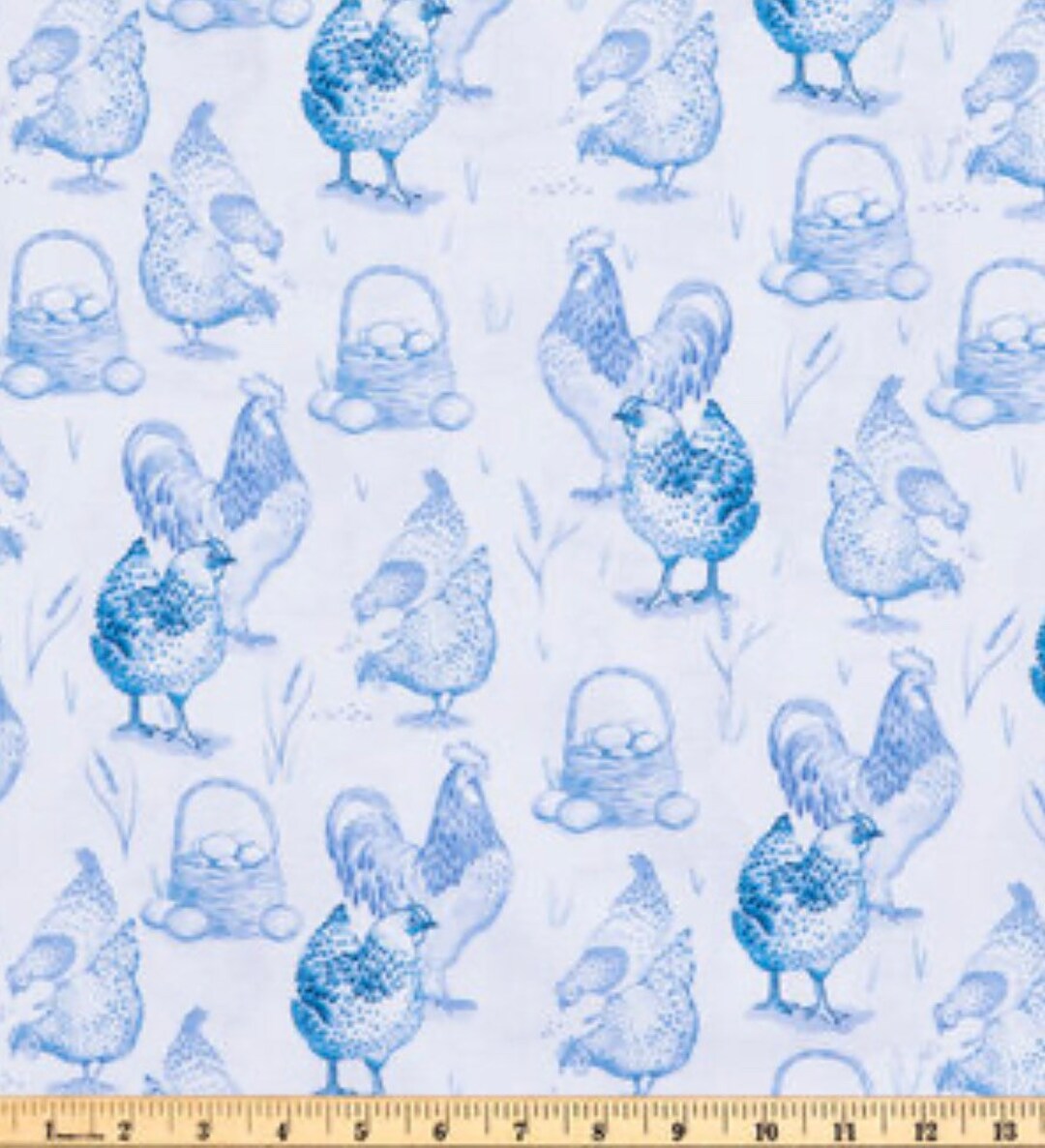 Toile Chicken Calico Cotton Fabric - Fat Quarters, by the Yard- 100% ...