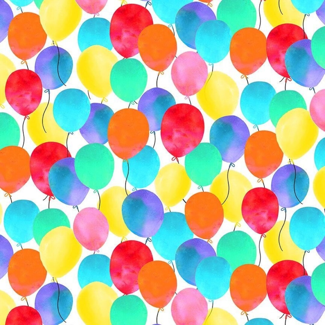 Colorful Party Balloons Cotton Fabric-party -fabric- Fat Quarter - by ...