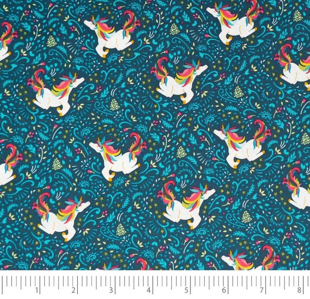 Singer Uniwishes Unicorns Fabric- by the 1/2 Yard, Fat Quarters - 100% ...