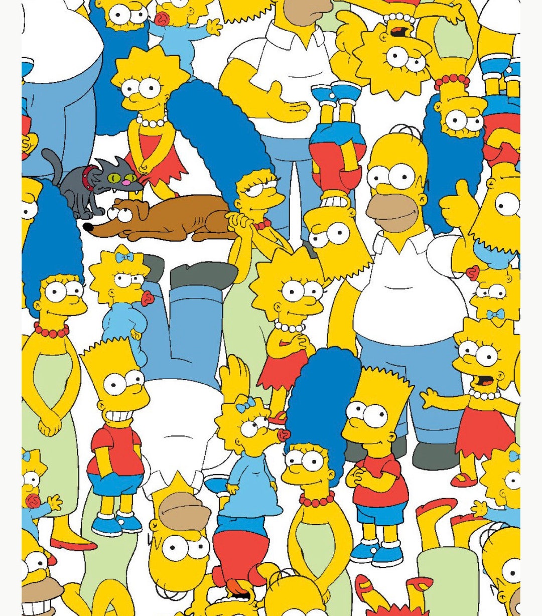 The Simpson’s Packed Cotton Fabric-1/4 Yard, 1/2 Yard, Fat Quarters ...