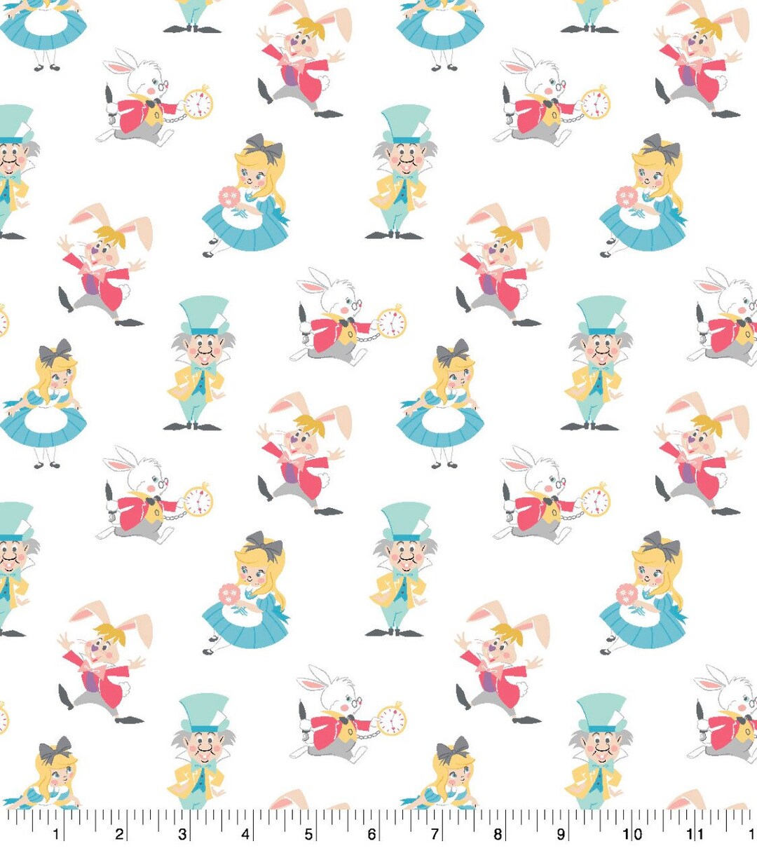 Alice in Wonderland Fabric 1/4 Yard, 1/2 Yard, Remnant Fat Quarter 100% ...