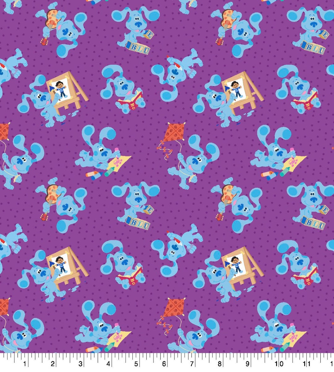 Blue’s Clues Purple Fabric- 1/4 Yard, 1/2 Yard, Remnant - Fat Quarter ...