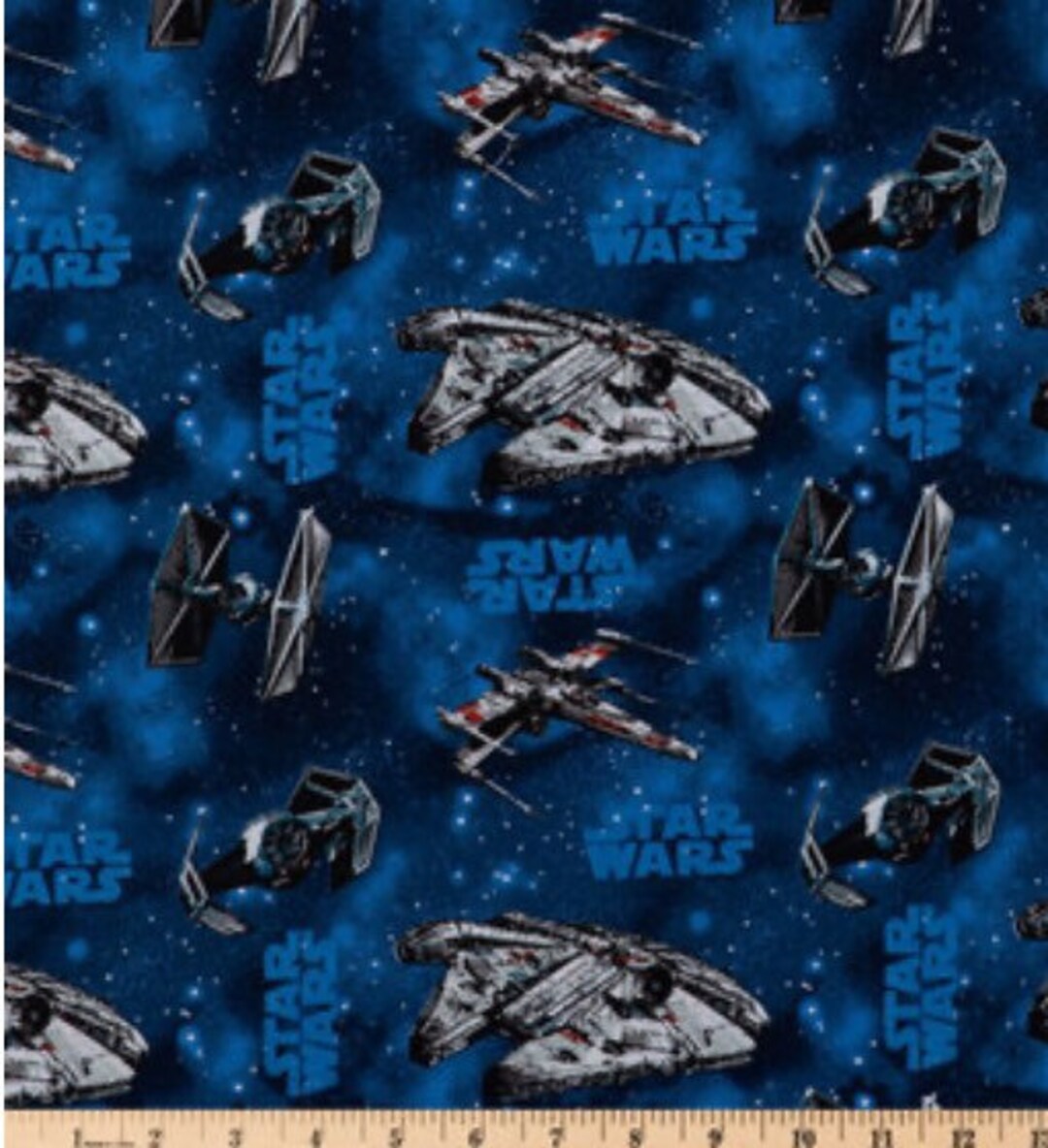 Star Wars Fabric- 100% Cotton/ Space Ships on Blue Licensed Fabric - Etsy