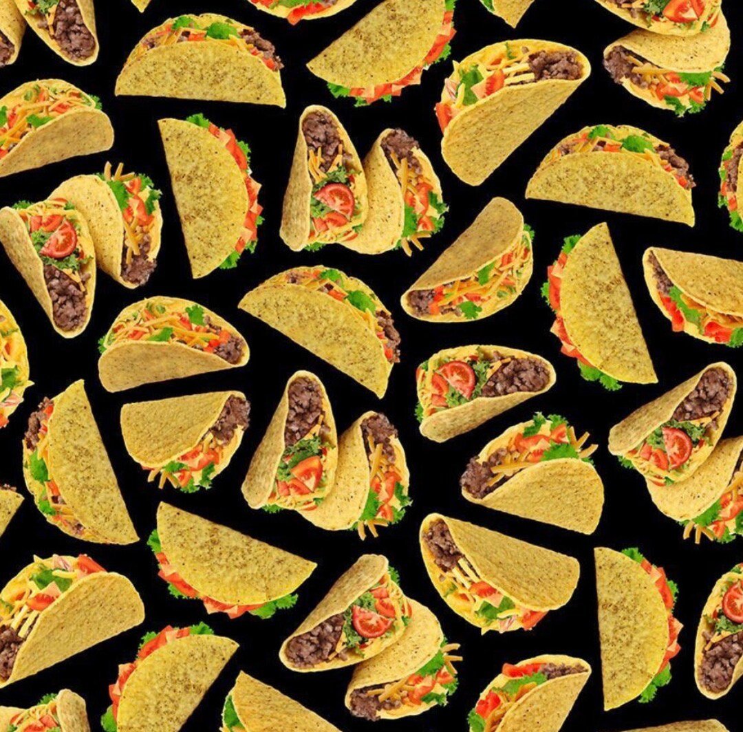 Hard Shell Tacos Cotton Fabric- Fat Quarters 1/4 Yard, 1/2 Yards ...