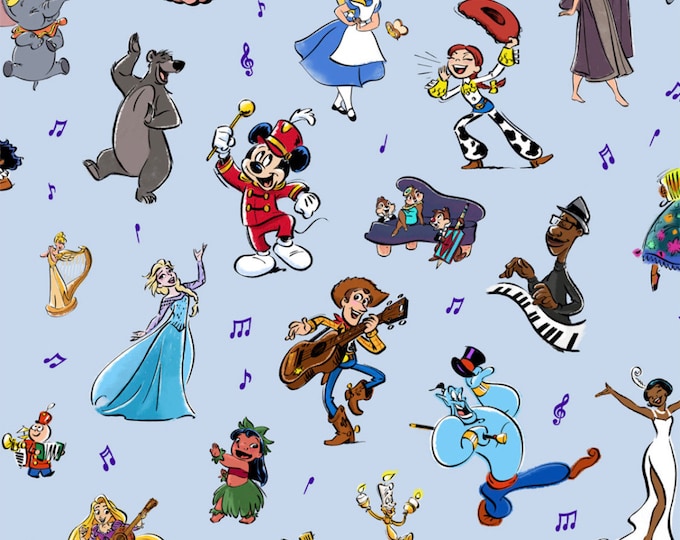 Disney Stylized Characters Cotton Fabric- 1/4 Yard, 1/2 Yard, - Fat ...