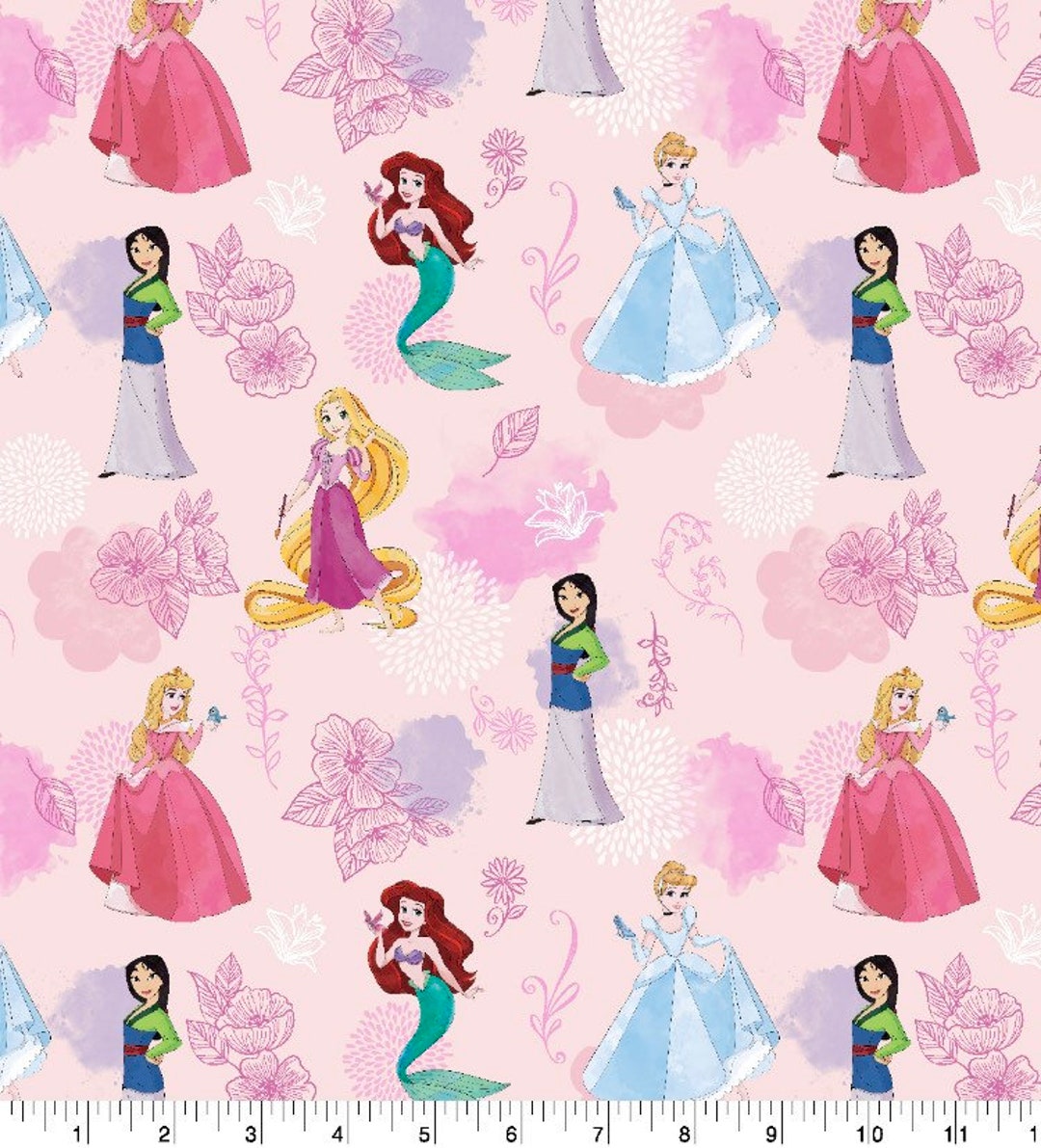 Disney Princesses and Friends Little Mermaid Cotton Fabric100% Cotton ...