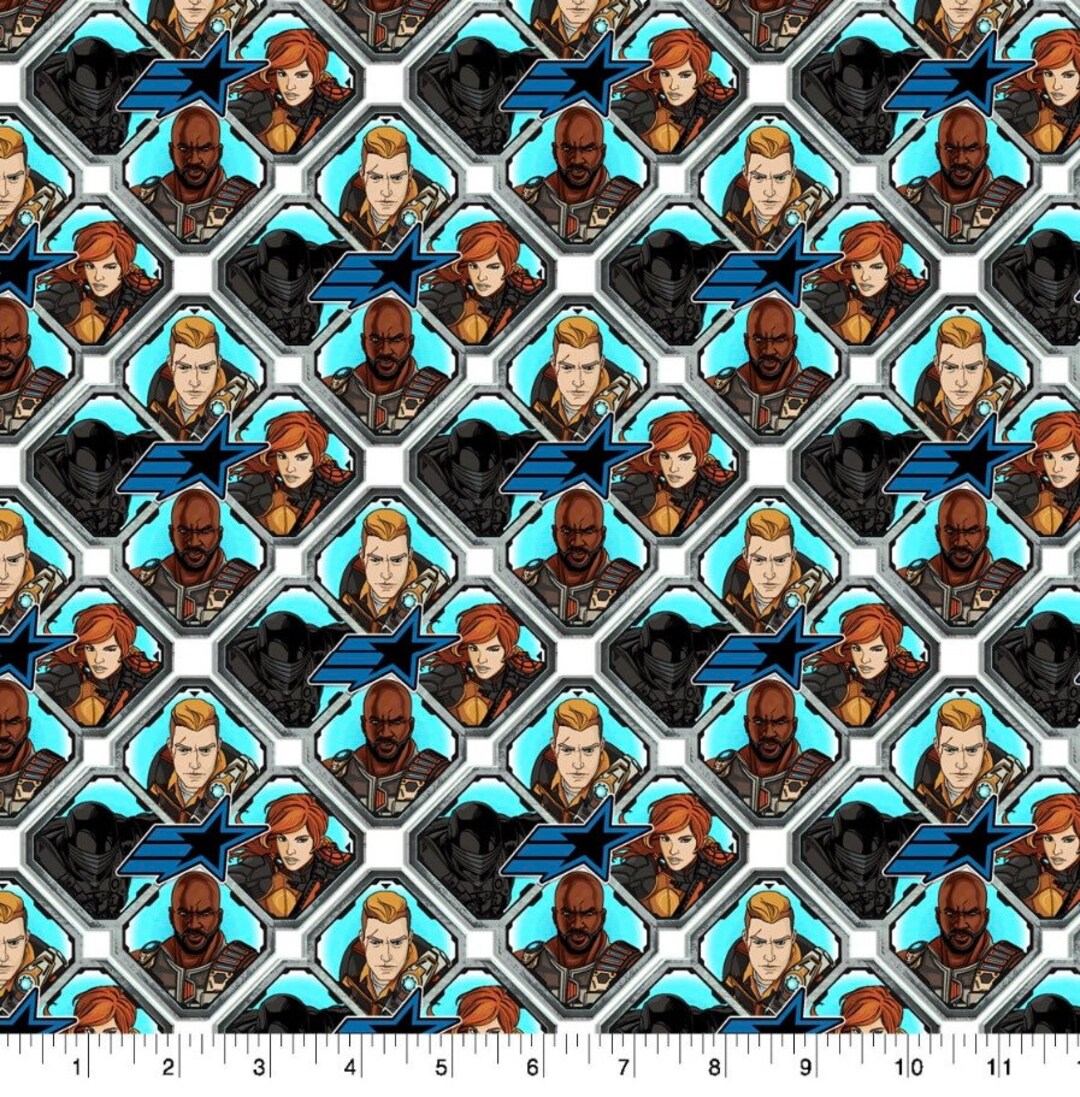 GI Joe Badges Cotton Fabric- 1/4 Yard, 1/2 Yard,- Fat Quarter - 100% ...