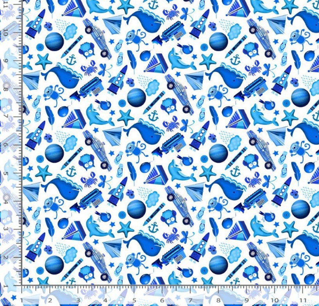 Mini I SPY Fabric- Blue- 100% Cotton -tt-gail CD2623 Blue - I Spy ...