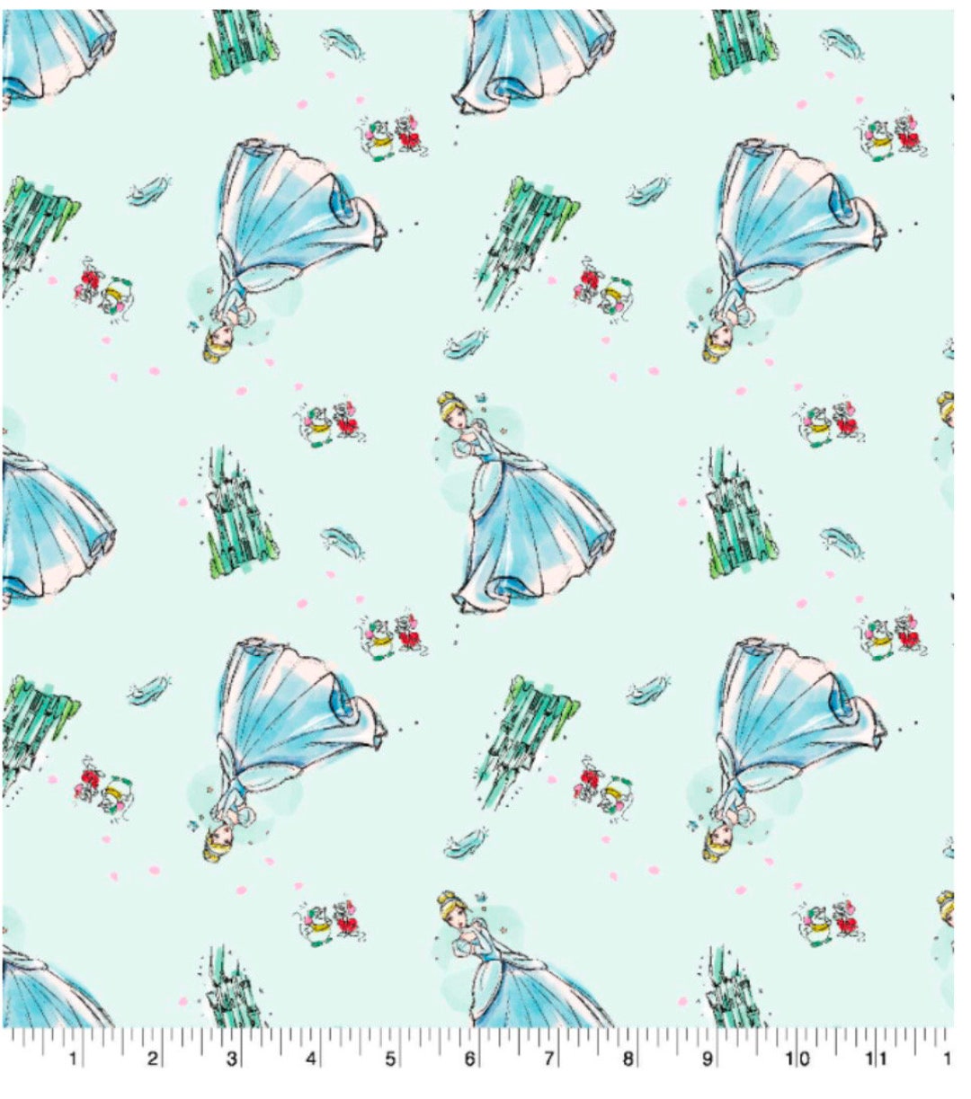 Cinderella Badges & Castle Cotton Fabric - Fat Quarters - 100% Cotton ...