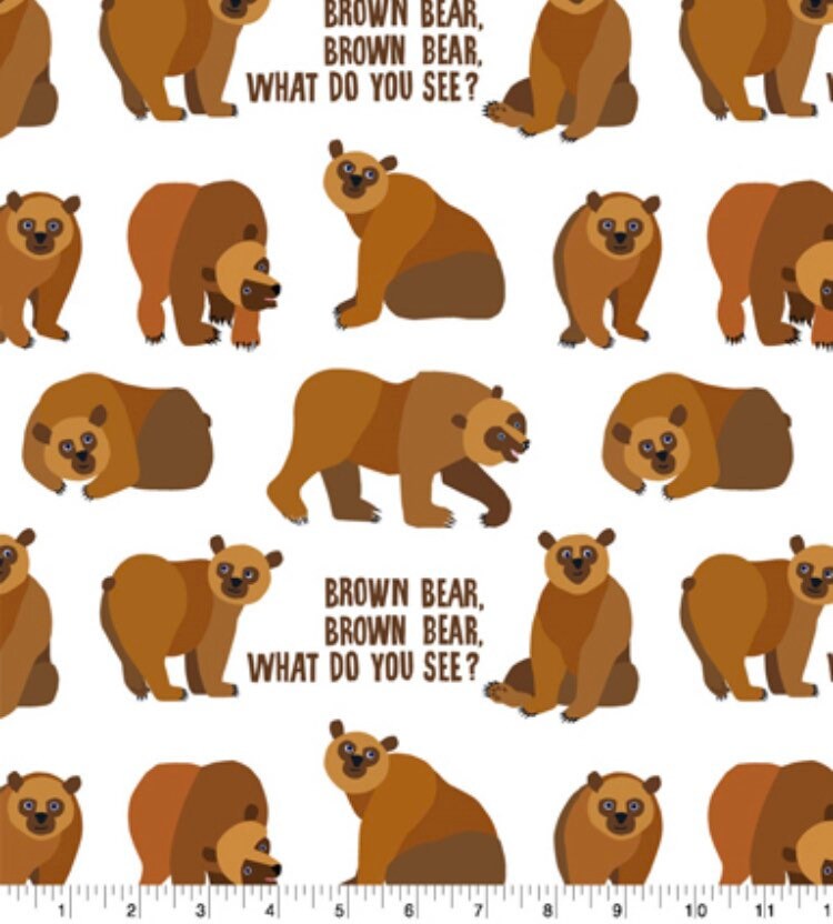 Brown Bear Brown Bear Cotton Fabric 1/4 Yard 1/2 Yard - Etsy