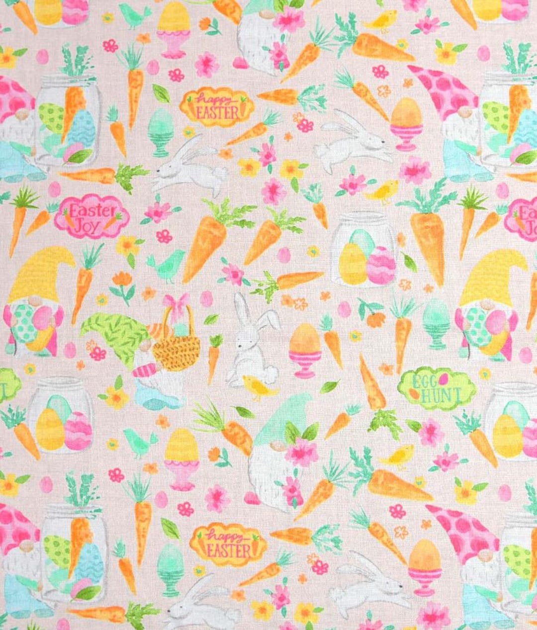Easter Gnomes Egg Hunt Cotton Fabric- Fat Quarters- 100% Cotton- by the ...