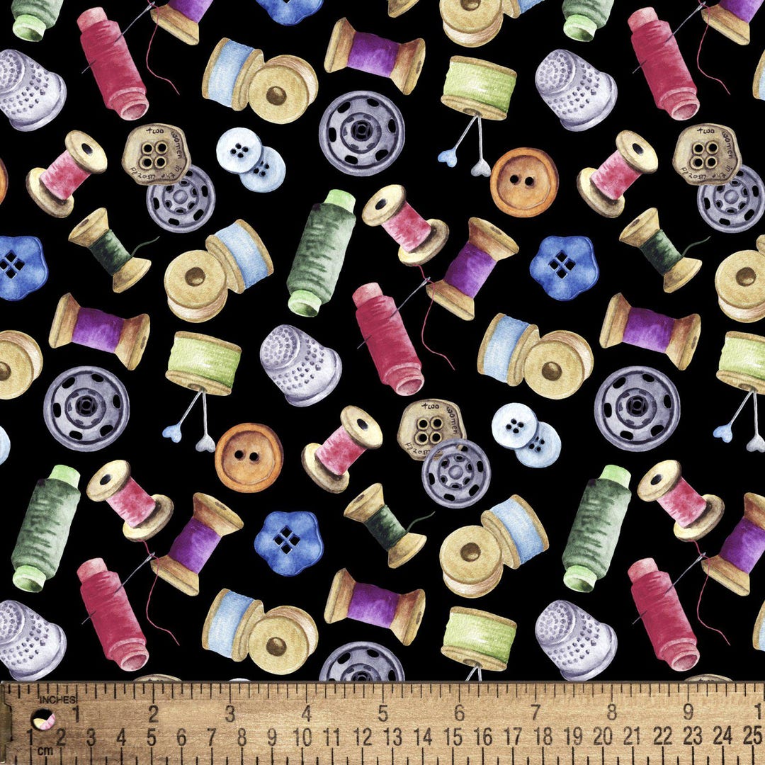 Spools Tossed Cotton Fabric- 100% Cotton - Dt-potpourri of Novelty DX ...