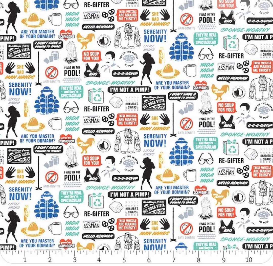 Seinfeld Cotton Fabric 1/4 Yard, 1/2 Yard, Fat Quarters 100% Cotton ...