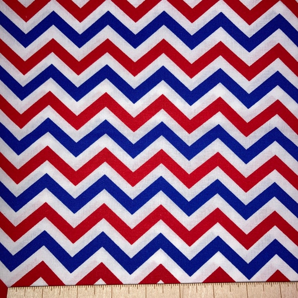Blue Chevron Fabric - Etsy