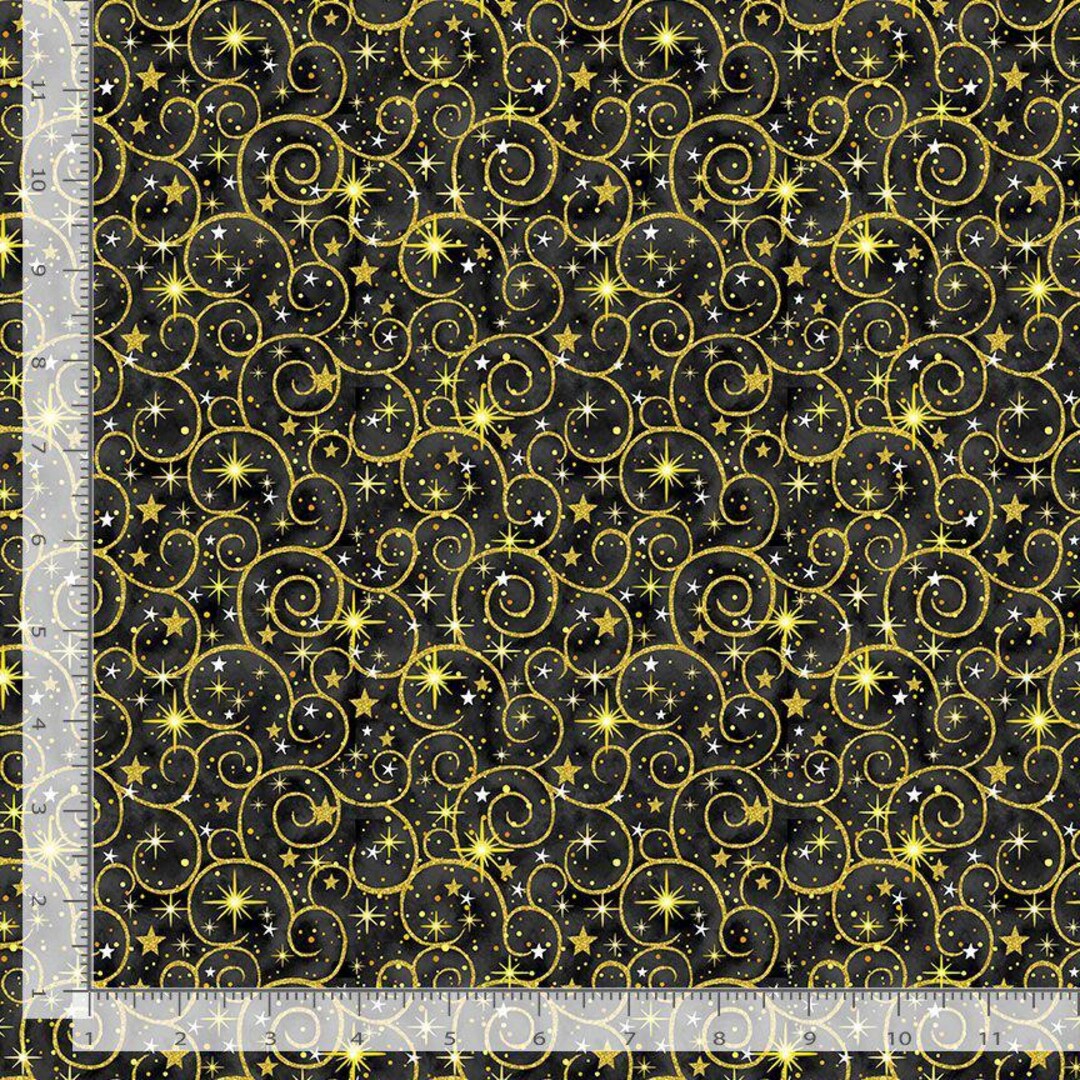 Gold Swirls With Metallic Accent 100% Cotton Fabric- Continuous Cuts Tt ...