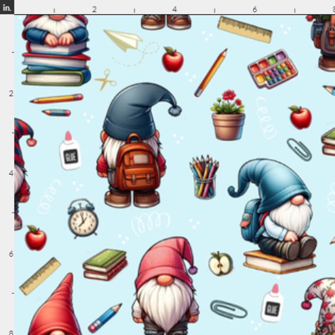 Back to School Gnomes- Learning Gnomes Fat Quarters - by the Yard- 100% ...