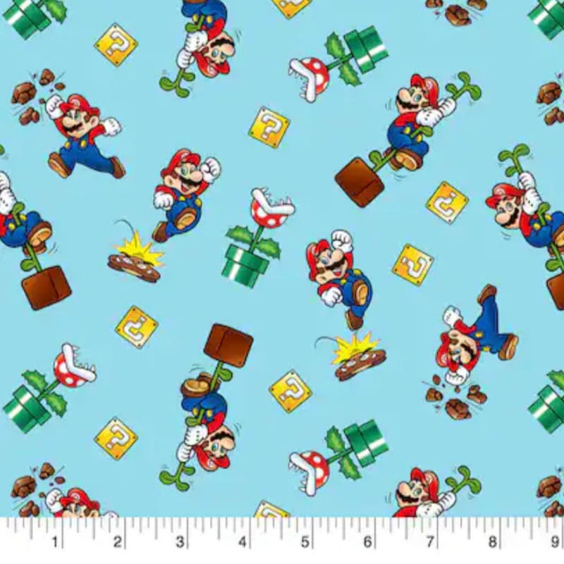 Super Mario Fabric by the Yard - Etsy
