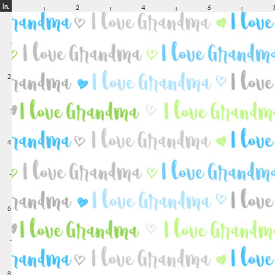 I Love Grandma Words Blue Green Gray on White Fat Quarters - Etsy