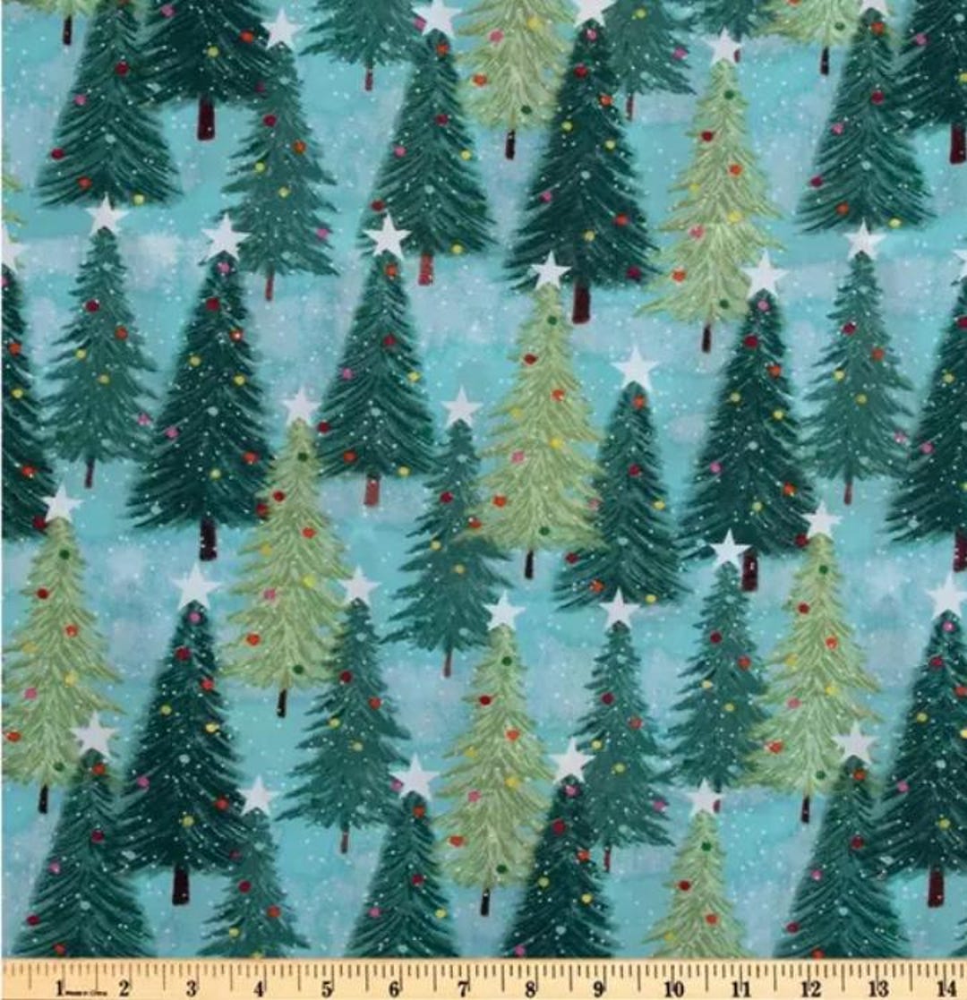 Christmas Trees Christmas Cotton Fabric Cotton Fabric- 100% Cotton - - Etsy