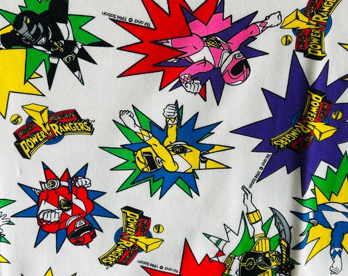 Vintage Power Rangers Fabric- Jersey Knit Material - Continuous Cuts - Etsy