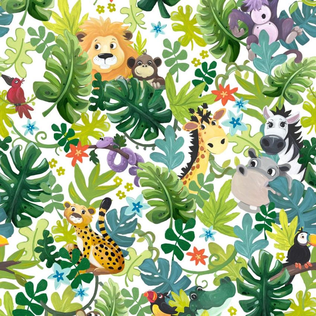 Susybee Jungle Friends Cotton Fabric-100% Cotton - Etsy