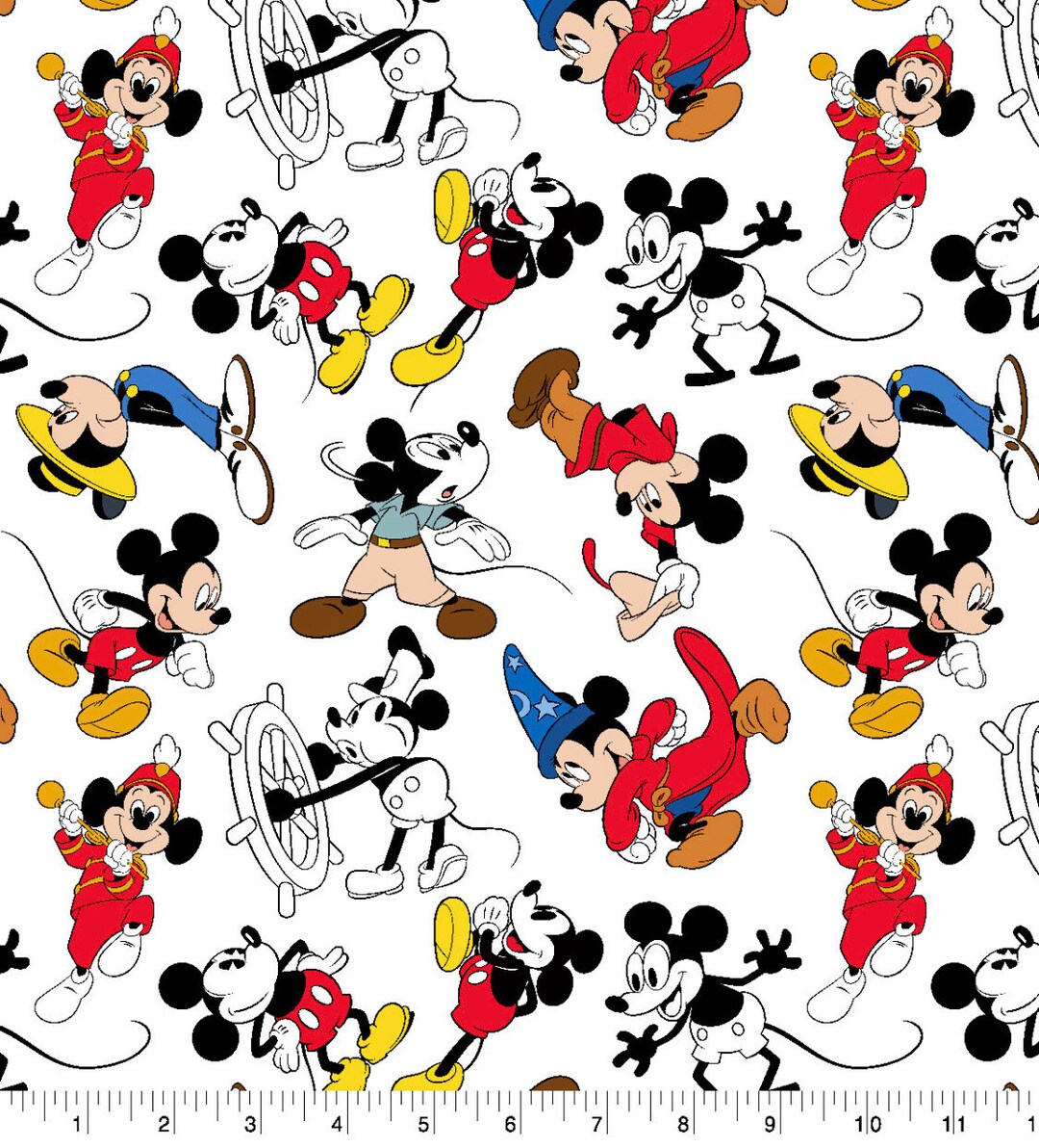 Mickey Mouse Through the Years Cotton Fabric 1/4 Yard, 1/2 Yard ...