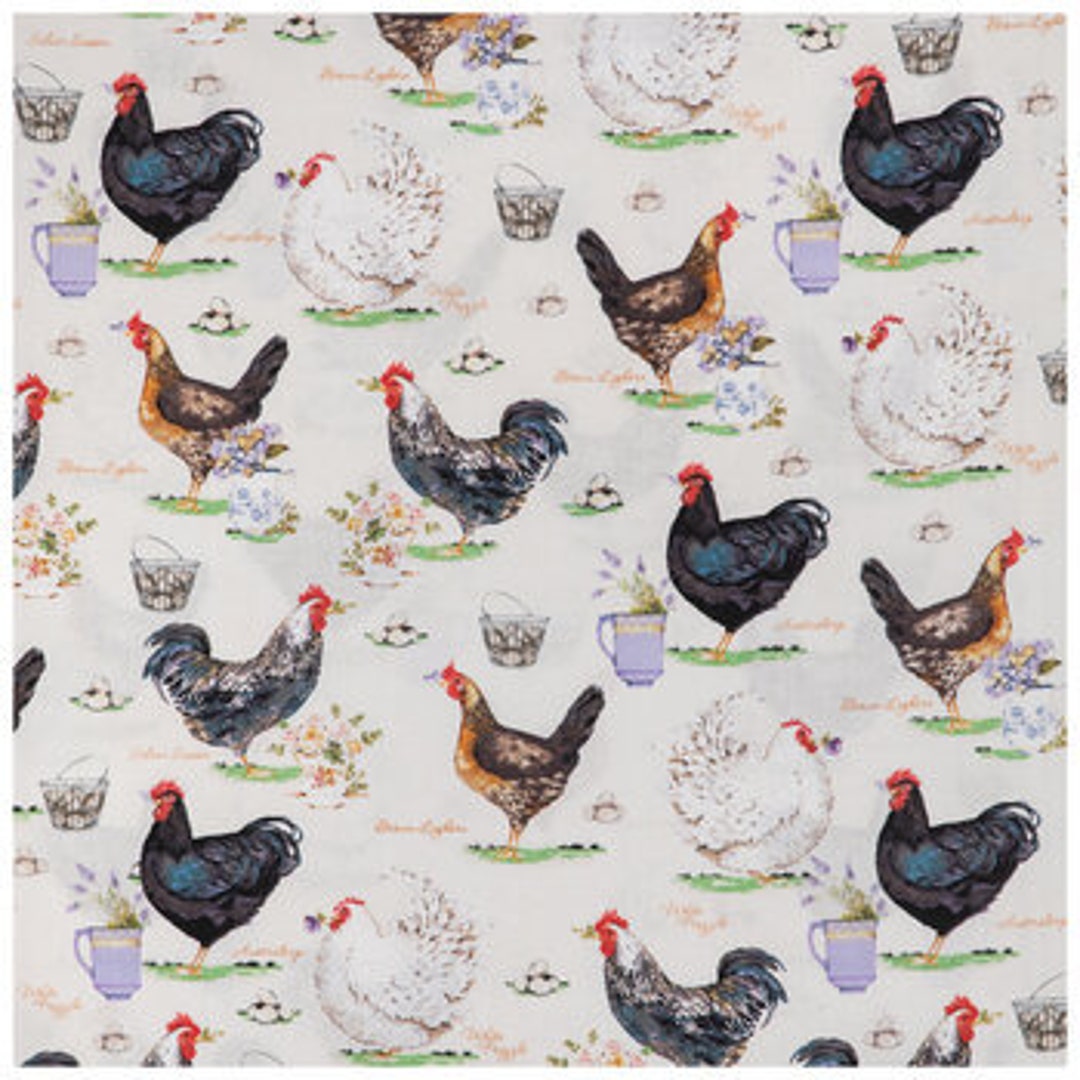 Roosters Cotton Calico Fabric 100% Cotton by the Yard Fat Quarters - Etsy