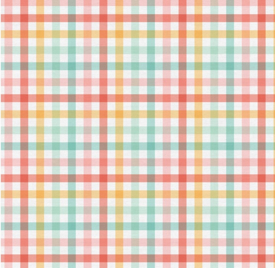 Easter Cotton Gingham Check - Hoppy Easter Fabric- Fat Quarters- 100% Cotton- Bunny Hop ...